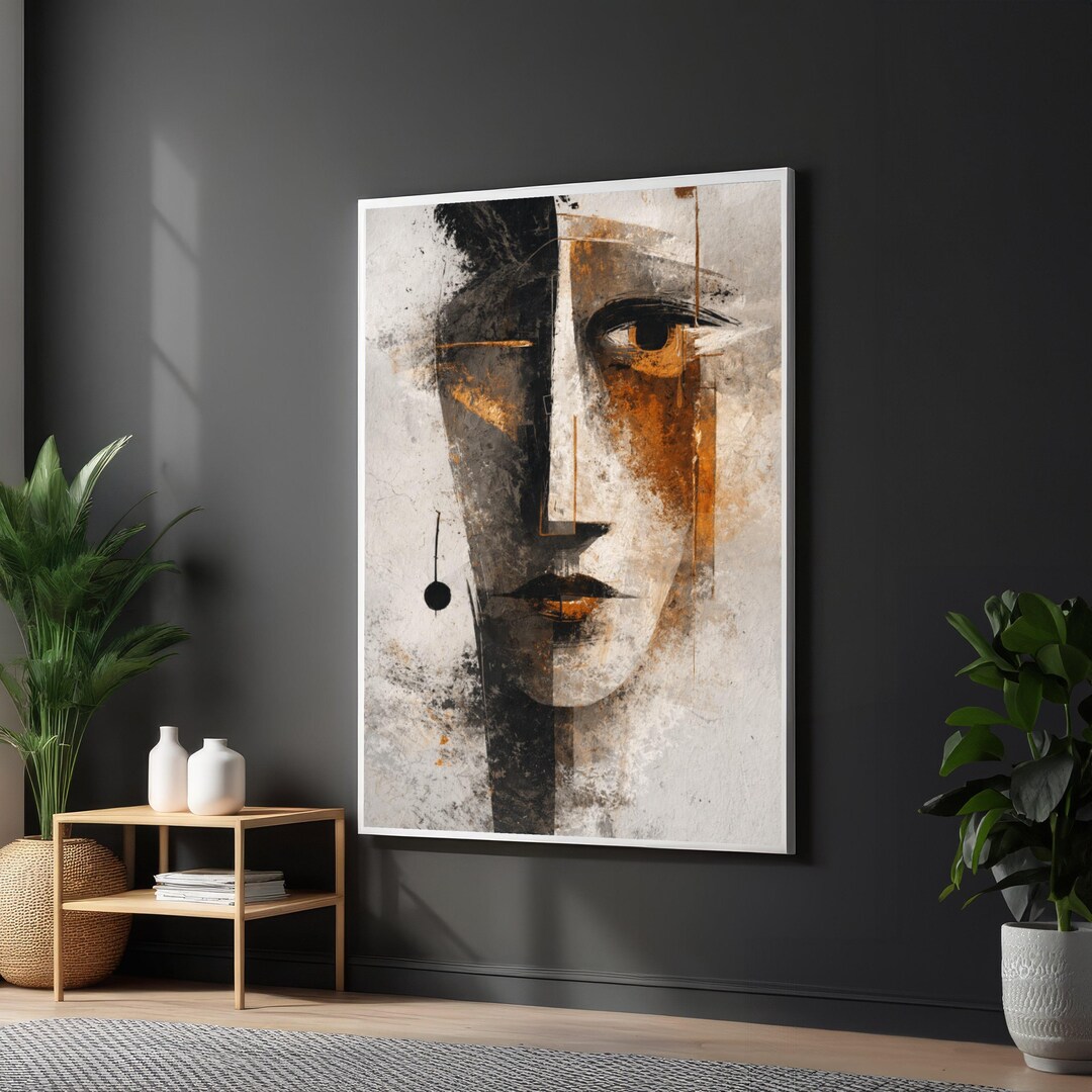 Abstract Half Face Portrait Canvas, Modern Art Wall Decor, Contemporary ...