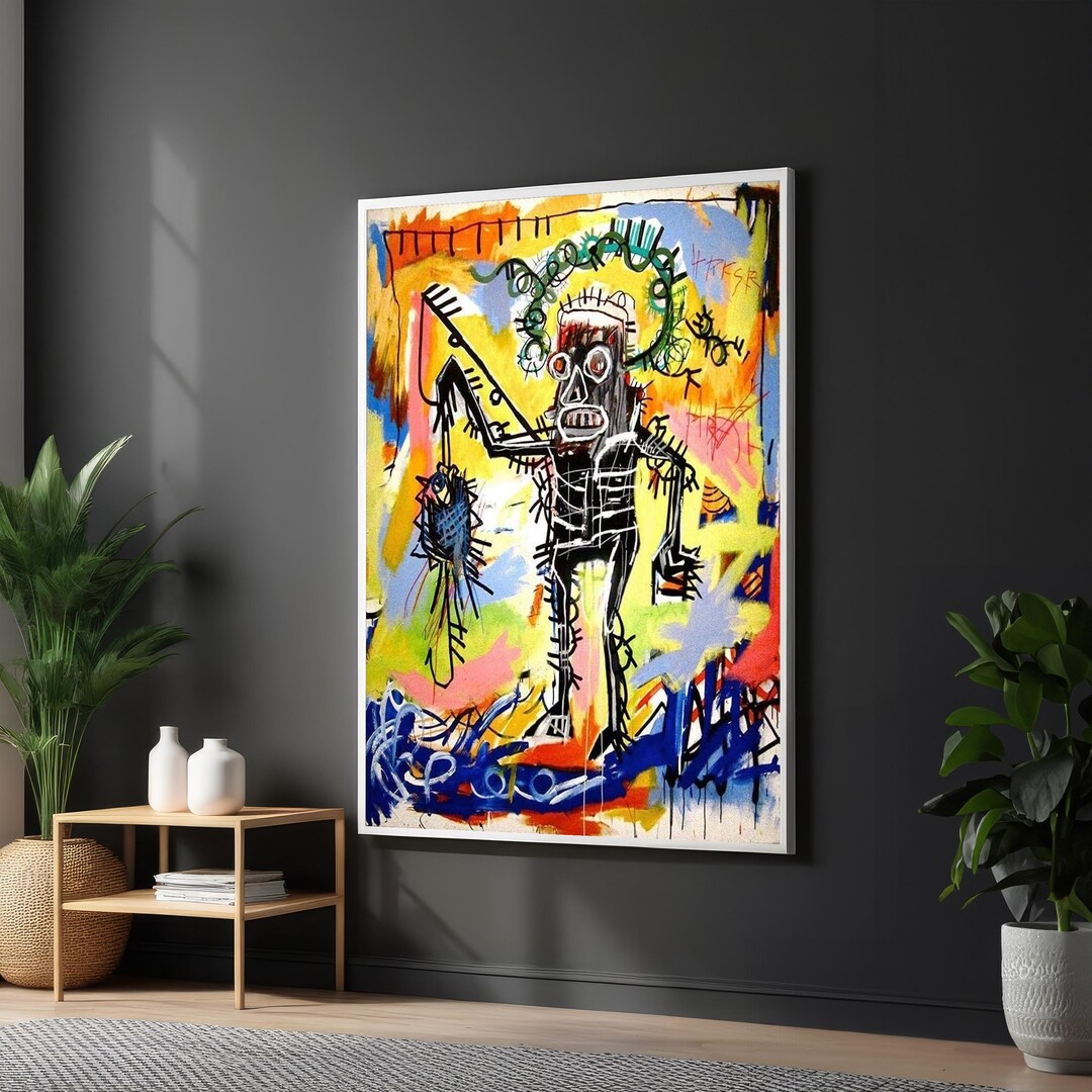 Jean-Michel Basquiat Neo-Expressionismus Leinwand, lebhafte Straße Kunstdruck, Urban Primitive ...
