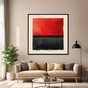 Abstract Red and Black Canvas, Modern Wall Art, Bold Color Block ...