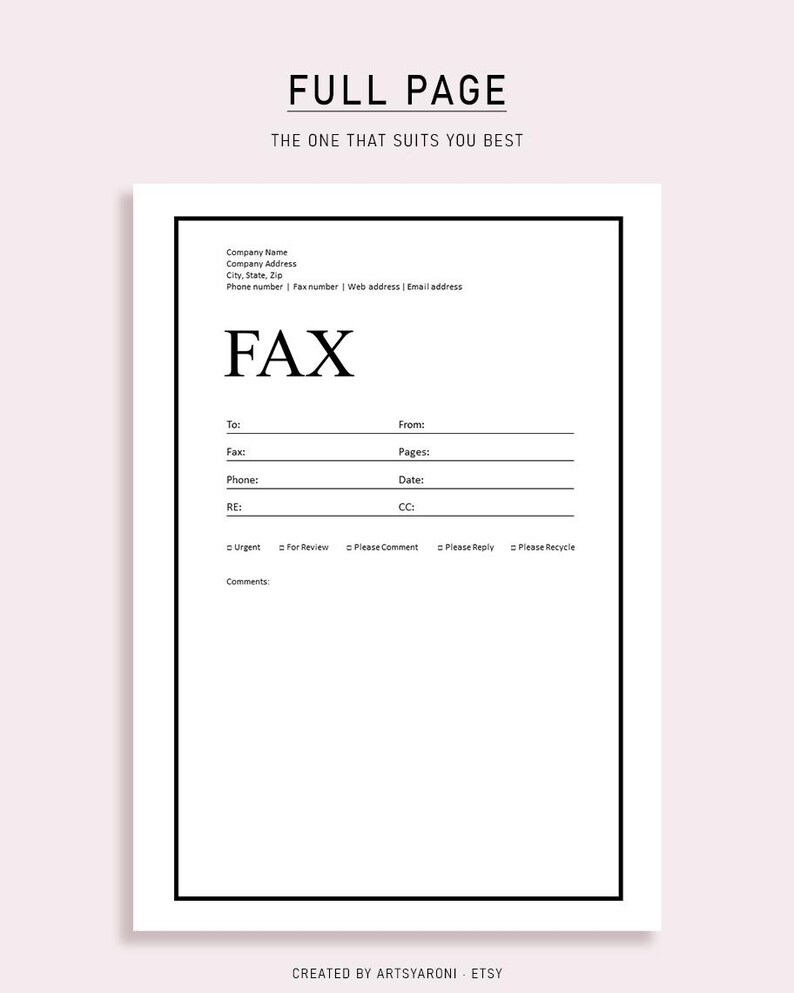 Fax Cover Sheet | Editable Printable Template | A4 US Letter PDF Word ...