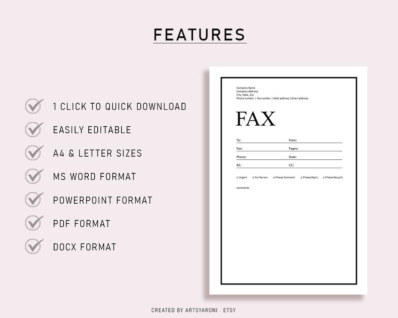 Fax Cover Sheet | Editable Printable Template | A4 US Letter PDF Word ...