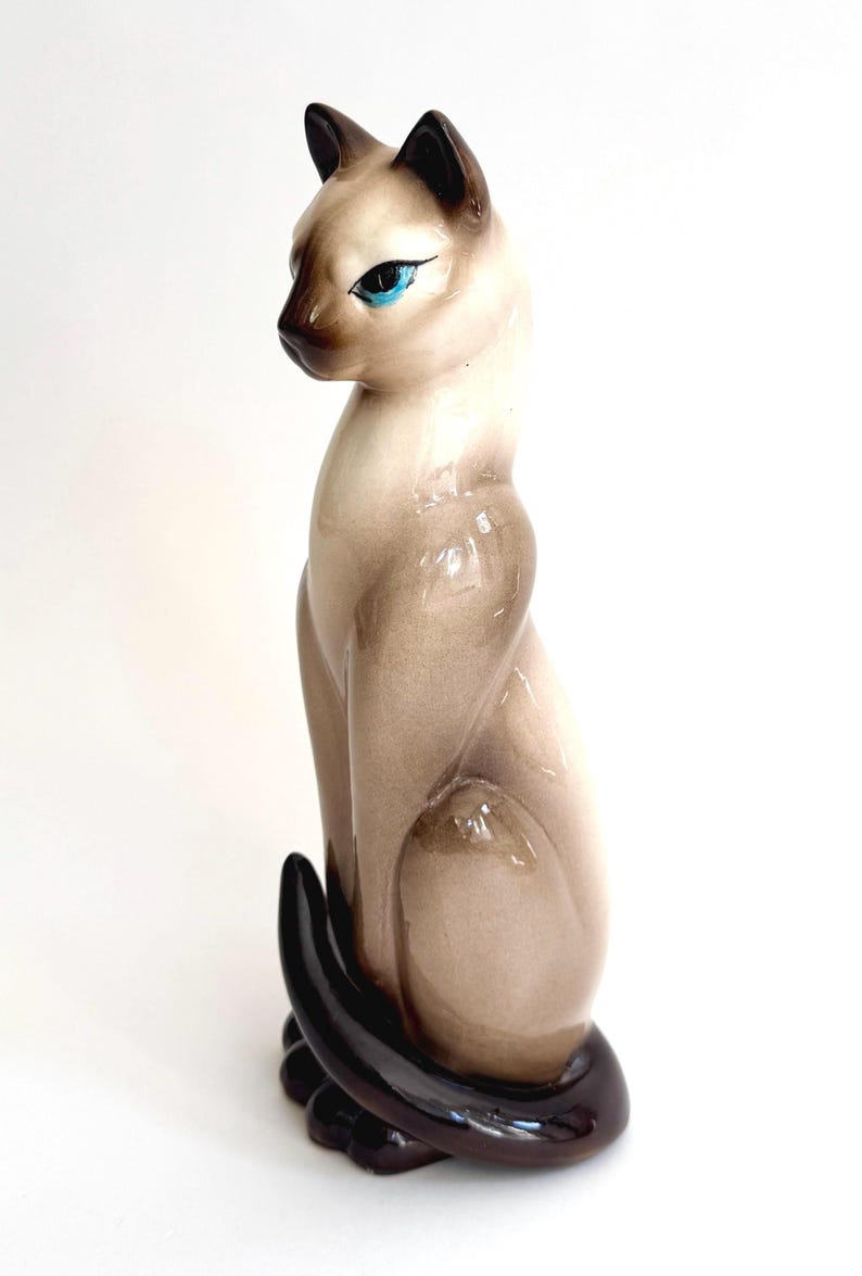 Mid Century Siamese Cat Statue: 12" Ceramic MCM Decor - Etsy