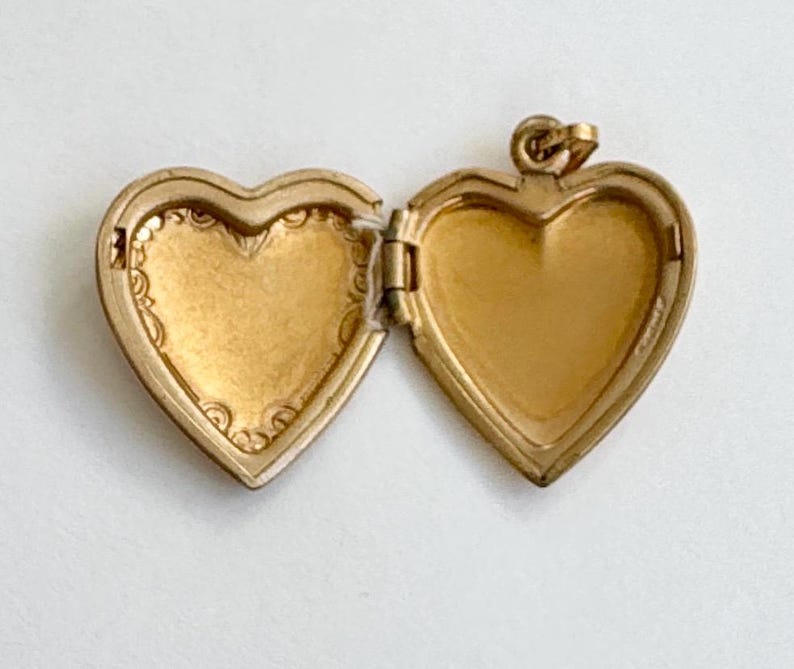 Antique Gold Heart Locket 14K GF Engraved I Love You Flower Rose ...