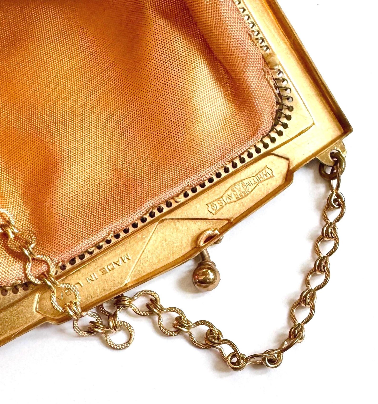 60s Gold Metal Mesh Bag Vintage Whiting and Davis Metallic Gold Chain ...