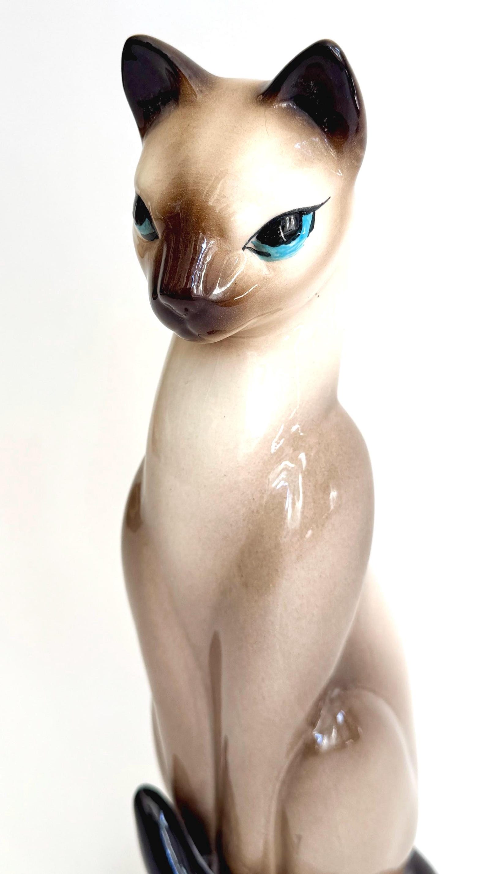 Mid Century Siamese Cat Statue: 12" Ceramic MCM Decor - Etsy