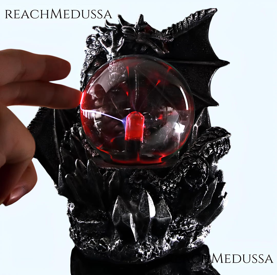 Handmade Sci-fi Goth Dragon Statue, Dark Dragons Guardian, Halloween ...