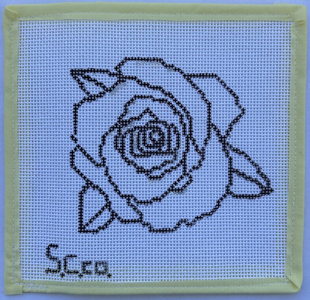 Beginner's Needlepoint Canvas – Trad Rose – Hand-painted - Etsy