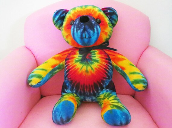 Items Similar To Tiedye Bear Rainbow Tie Dyed Stuffed Toy Bear One Of A Kind Large 18 Inch
