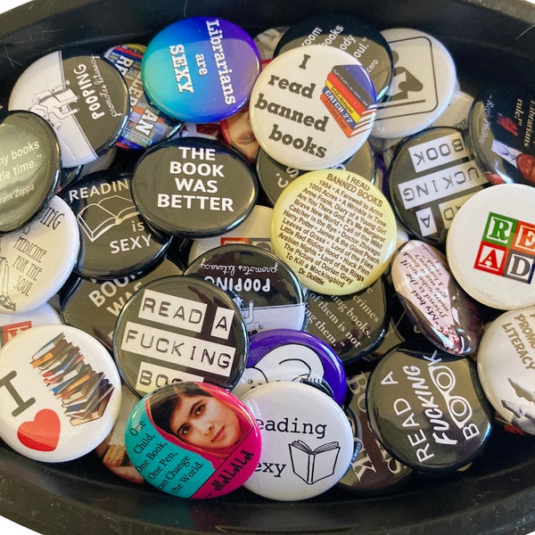 Library Buttons - Etsy