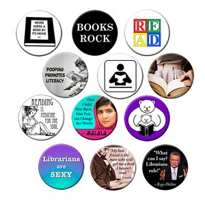 12 Book-lover Pins for Librarians and Book Readers 12 - Etsy