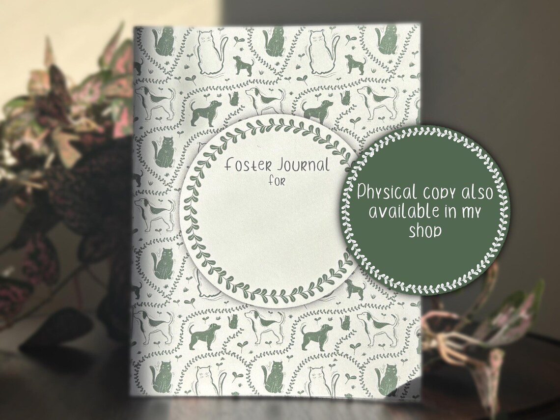 Printable Foster Pet Journal for Animal Rescues, Dog Fosters, Cat ...
