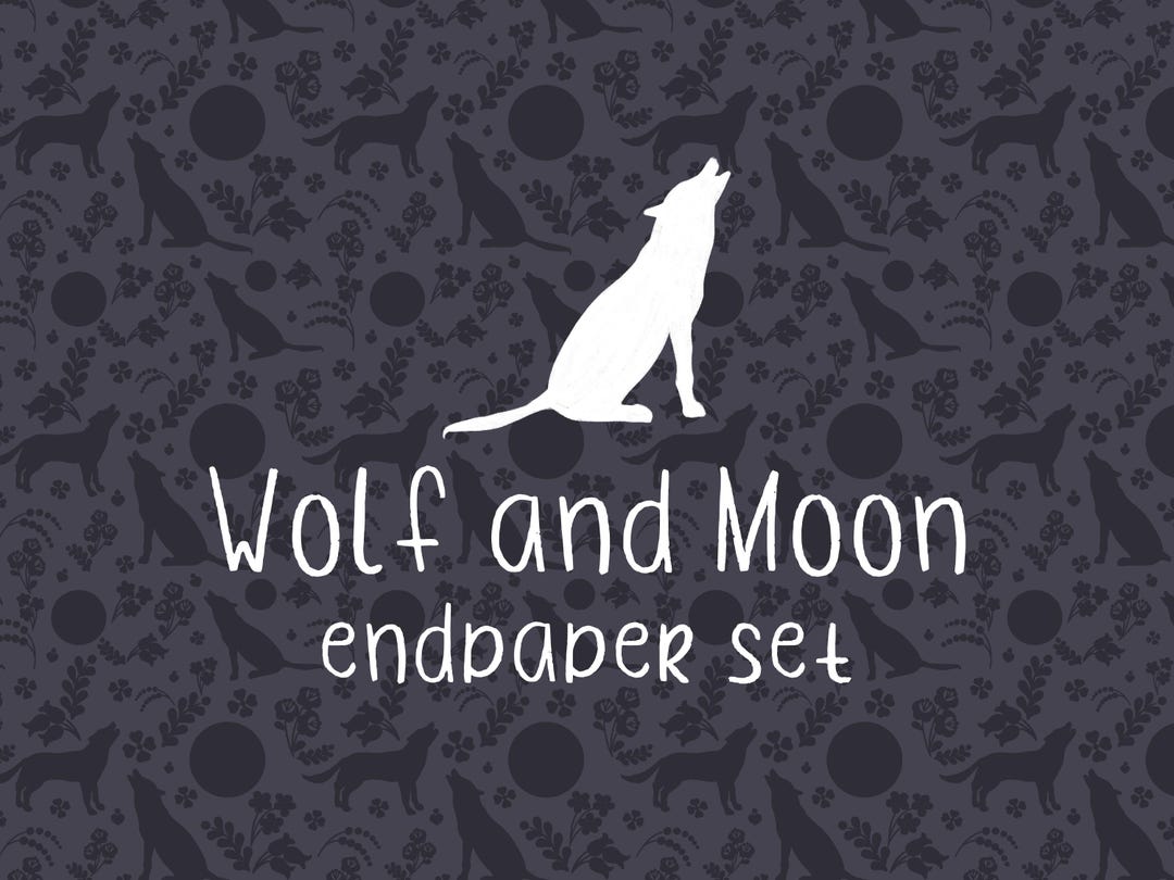 Printable Wolf Full Moon Endpaper for Book Binding, Romantasy and ...
