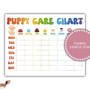 Printable Puppy Care Chart for Kids, Weekly Puppy Care Sheet, Cute Dog ...