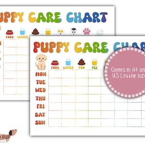 Printable Puppy Care Chart for Kids, Weekly Puppy Care Sheet, Cute Dog ...