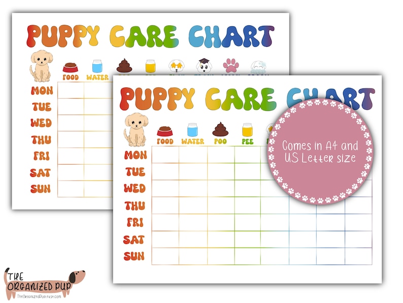 Printable Puppy Care Chart for Kids, Weekly Puppy Care Sheet, Cute Dog ...