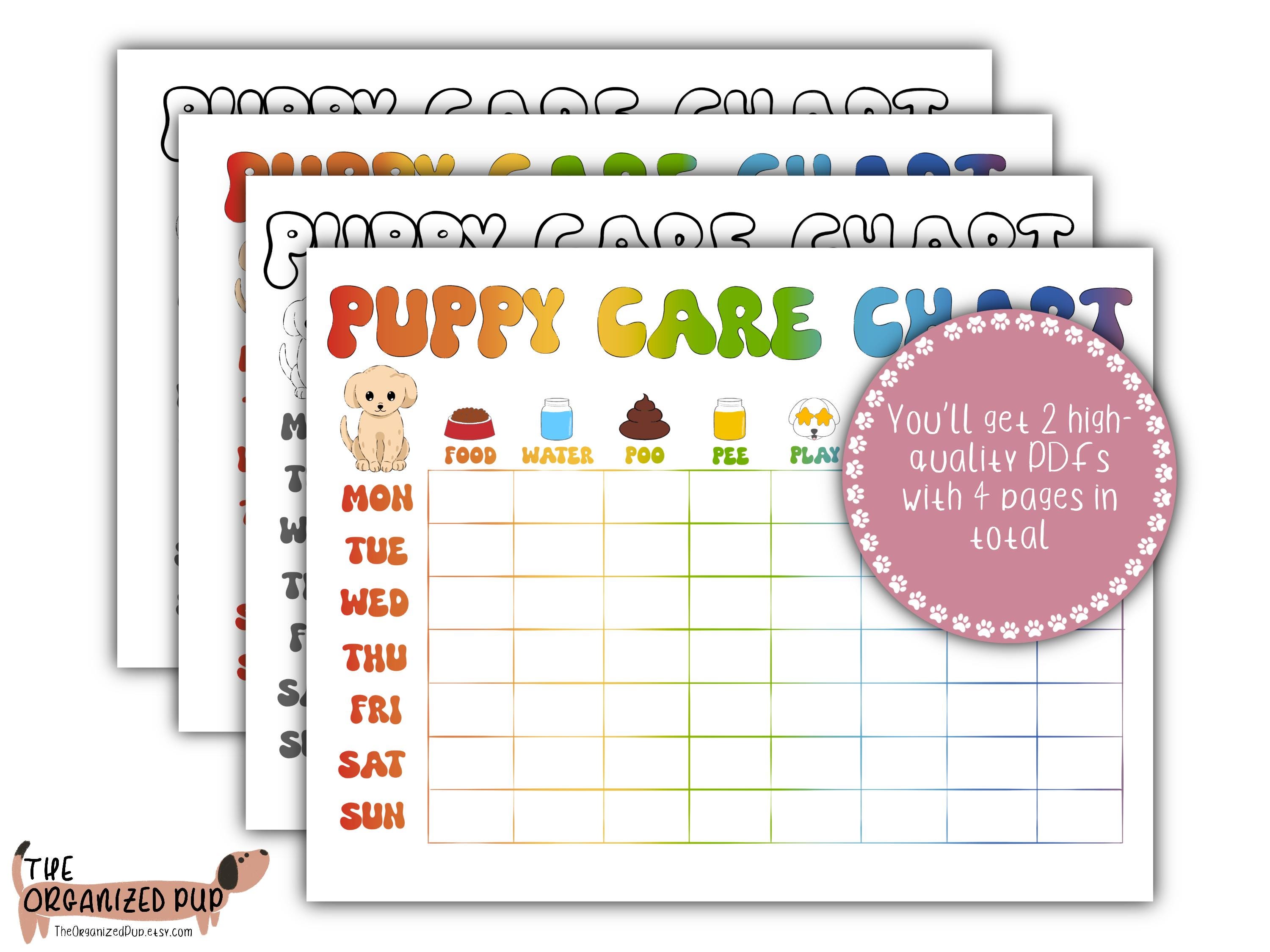 Printable Puppy Care Chart for Kids, Weekly Puppy Care Sheet, Cute Dog ...