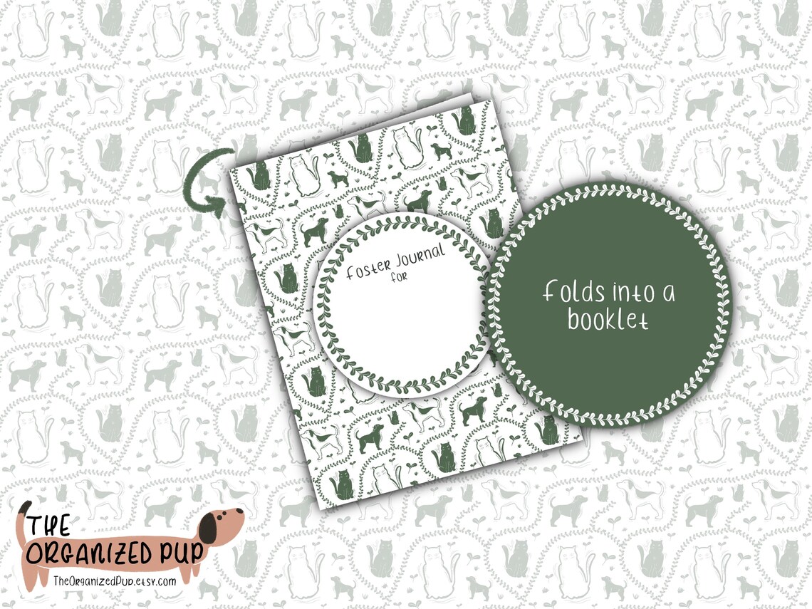 Printable Foster Pet Journal for Animal Rescues, Dog Fosters, Cat ...