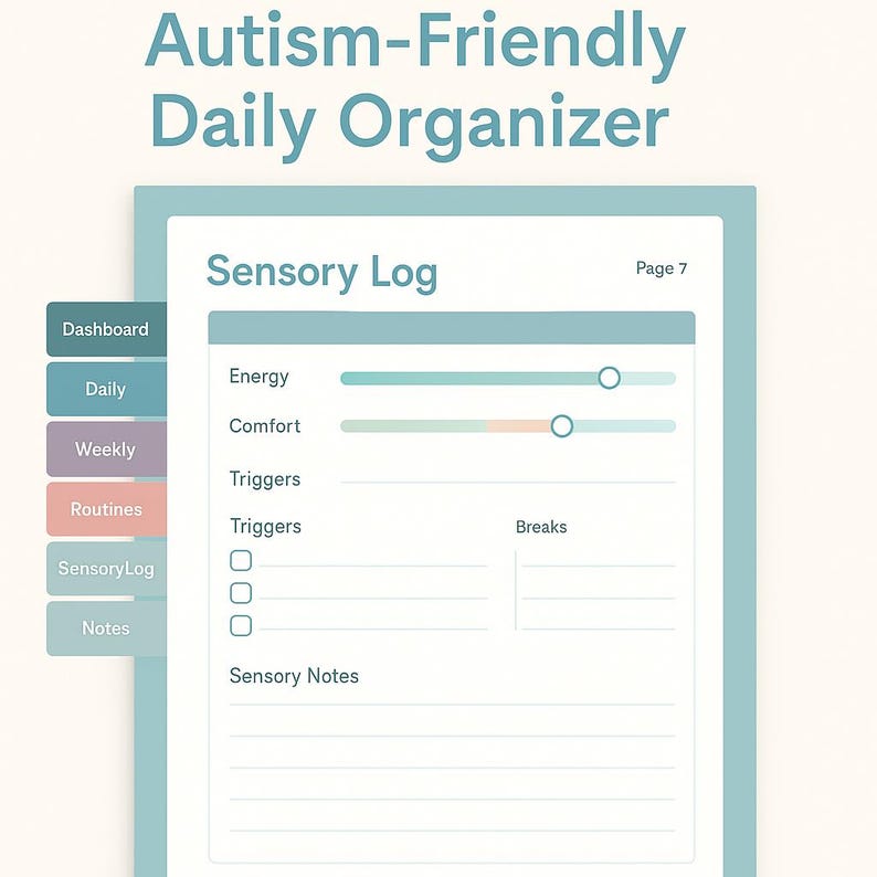 Autism Friendly Digital Planner-visual Schedule and Sensory Tracker ...