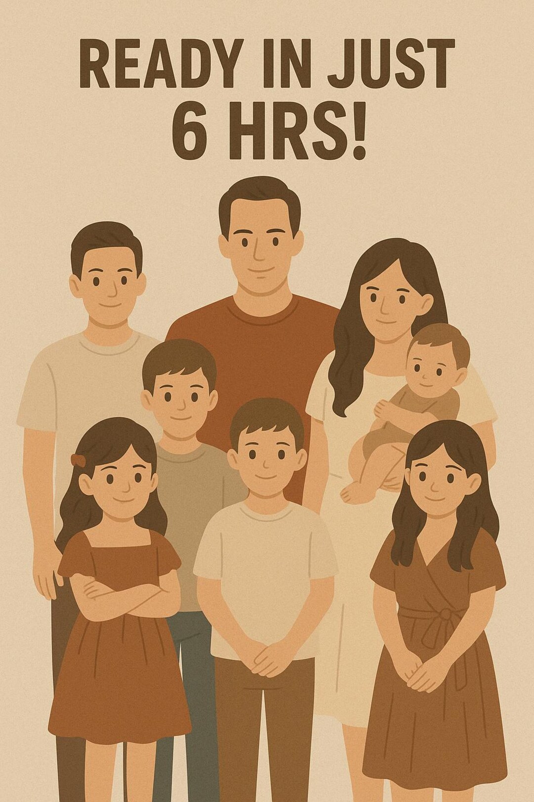 Custom Faceless Family Portrait-minimalist Digital Illustration in Six ...