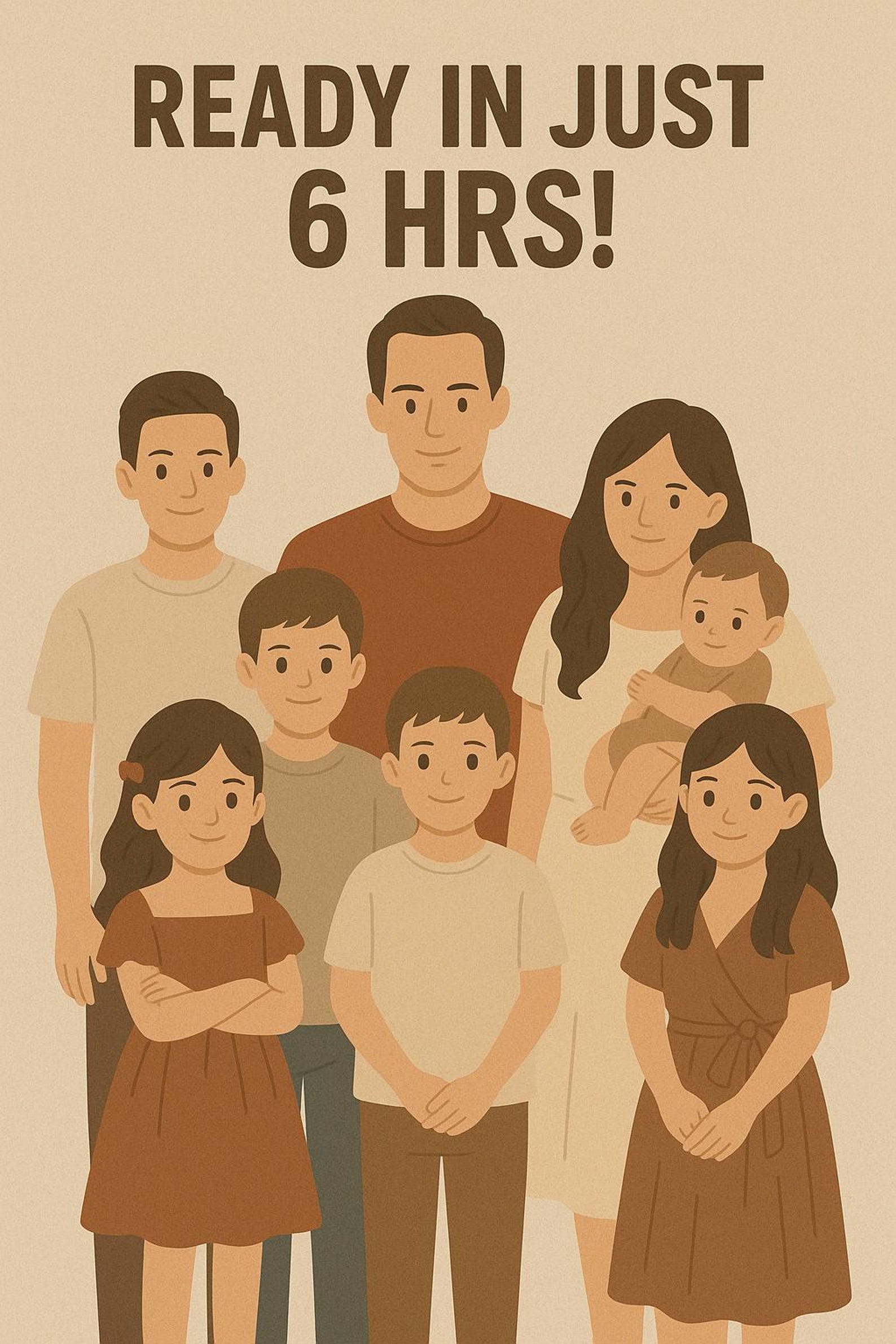 Custom Faceless Family Portrait-minimalist Digital Illustration in Six ...