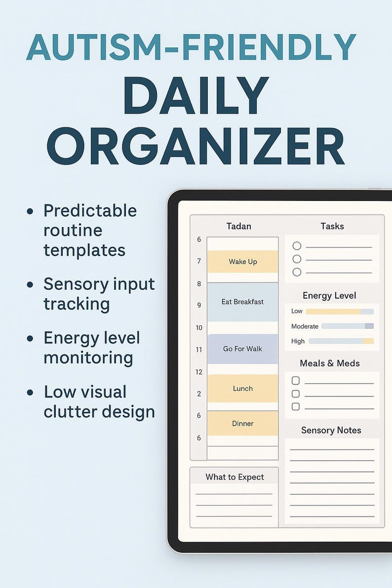 Autism Friendly Digital Planner-visual Schedule and Sensory Tracker ...