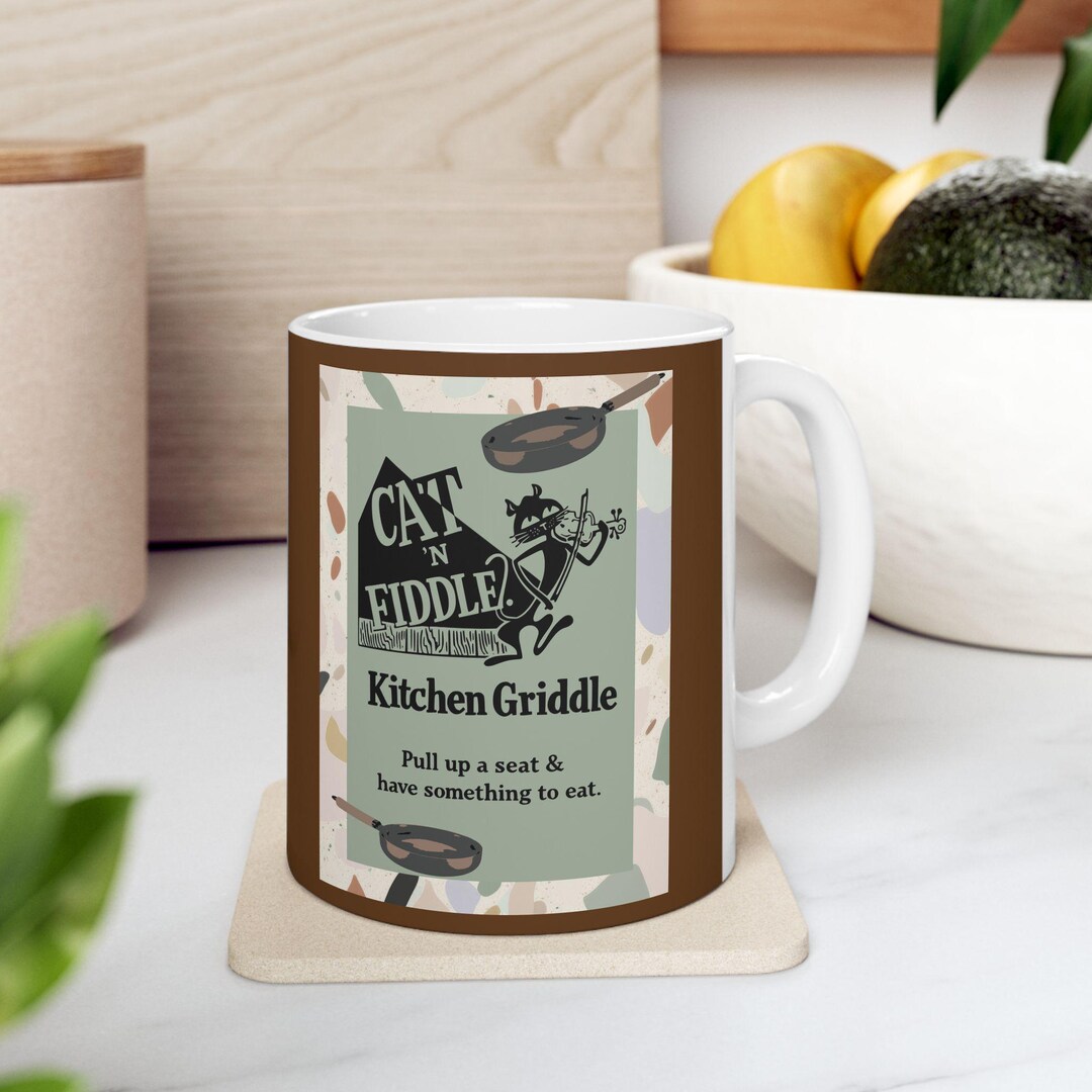 Cat 'N Fiddle Kitchen Griddle Coffee Mug: Vintage Kitchen Advertisement ...