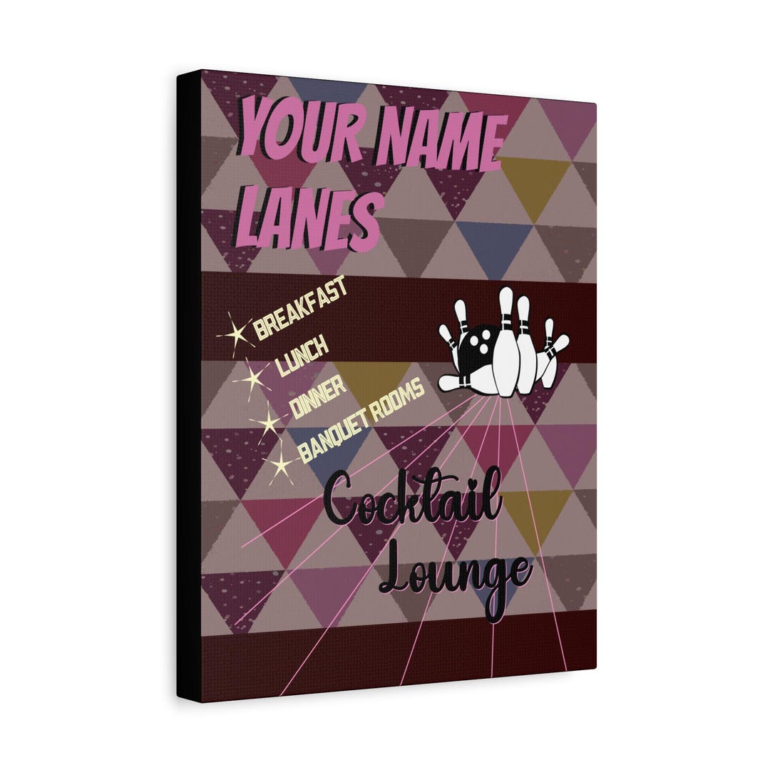 Personalized Vintage Retro Bowling Alley Sign Ad Print Perfect for Game ...