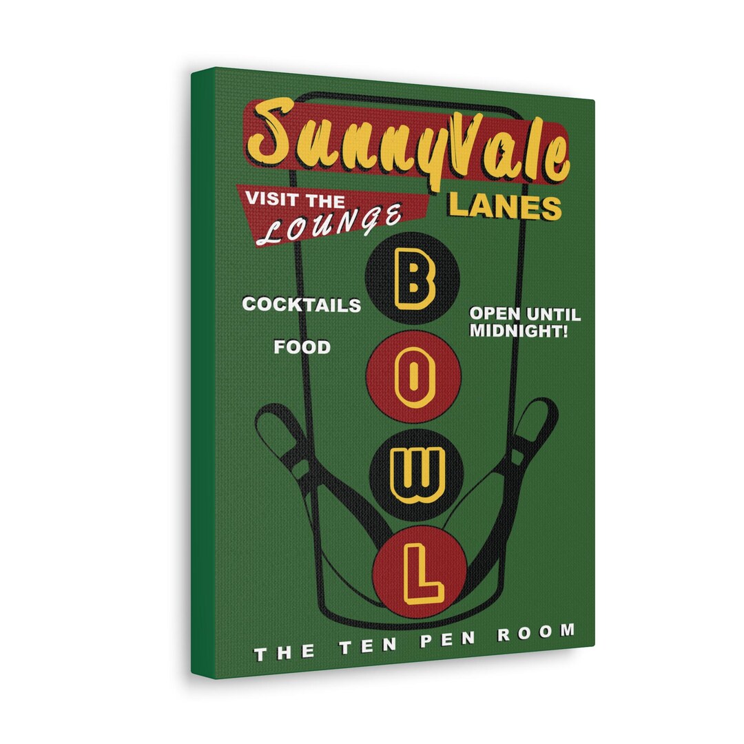 Retro Bowling Lounge Canvas, Vintage Art Decor for Game Room, Sports ...