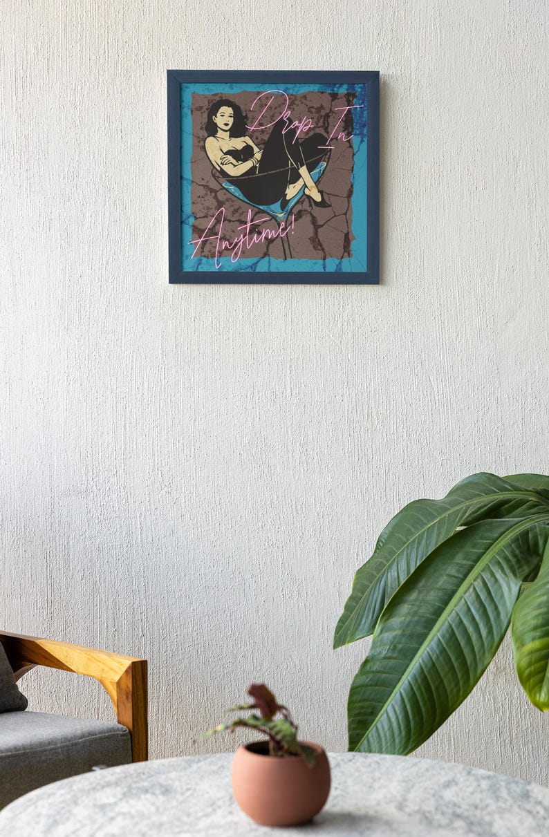Drop in Anytime Vintage Pinup Girl Cocktail Glass Print: Retro Burlesk ...