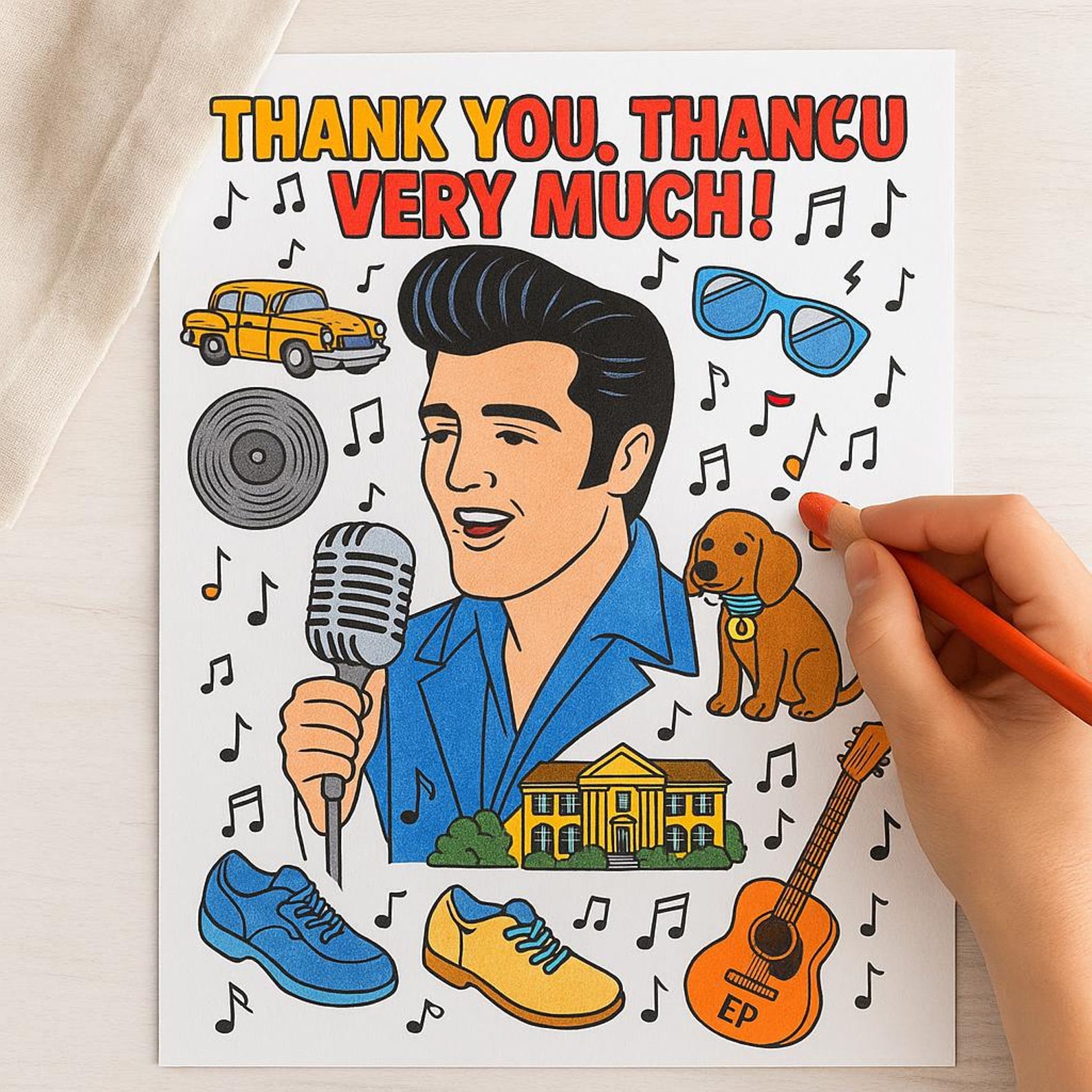 1950s Elvis Coloring Page – Rock and Roll Printable Art - Etsy