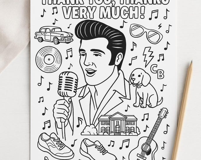 1950s Elvis Coloring Page – Rock and Roll Printable Art - Etsy