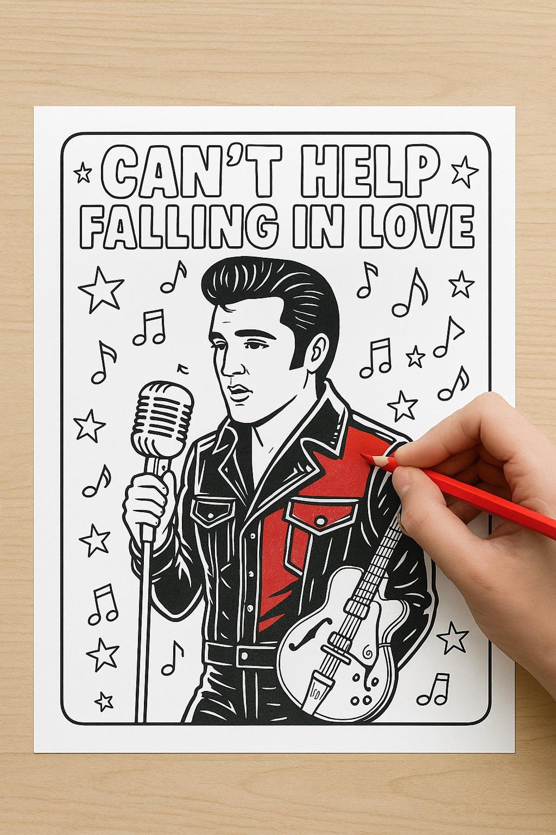 Elvis Presley Coloring Page: 1968 Comeback Special - Retro Rock Art ...