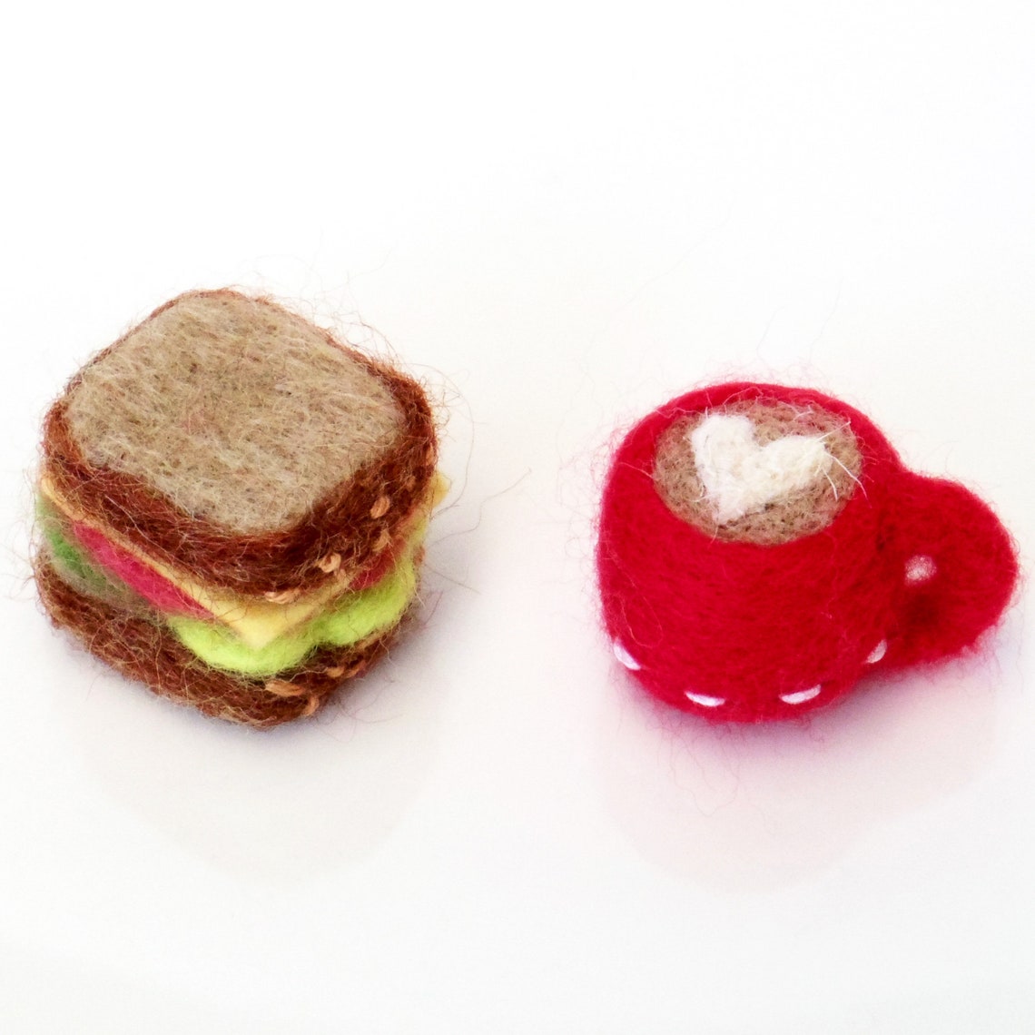 Miniature Felt Food Needle Felted Red Cup Latte and Sandwich - Etsy