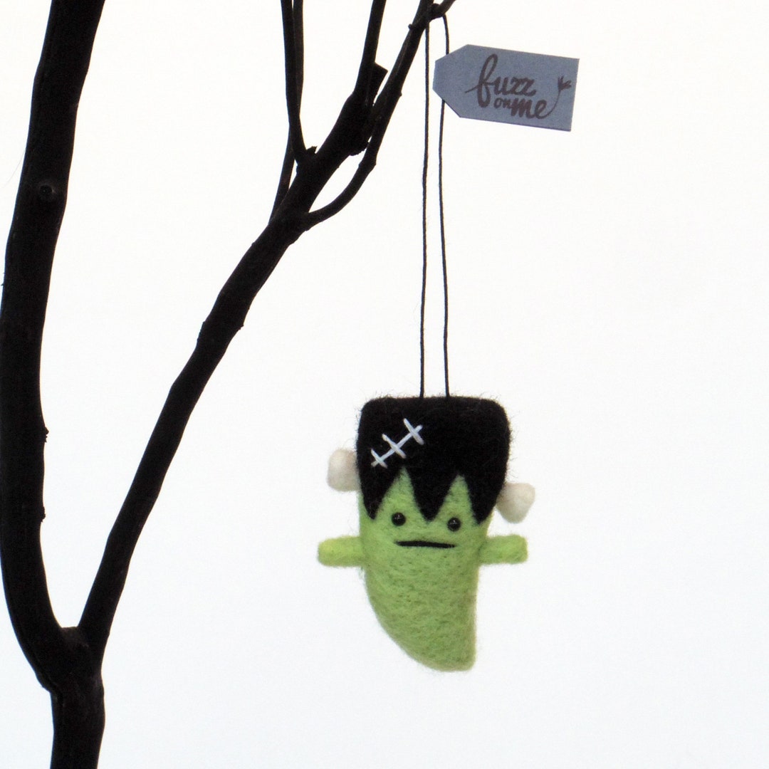 Miniature Frankenstein Halloween Felt Ornament : Needle Felted Ghost ...