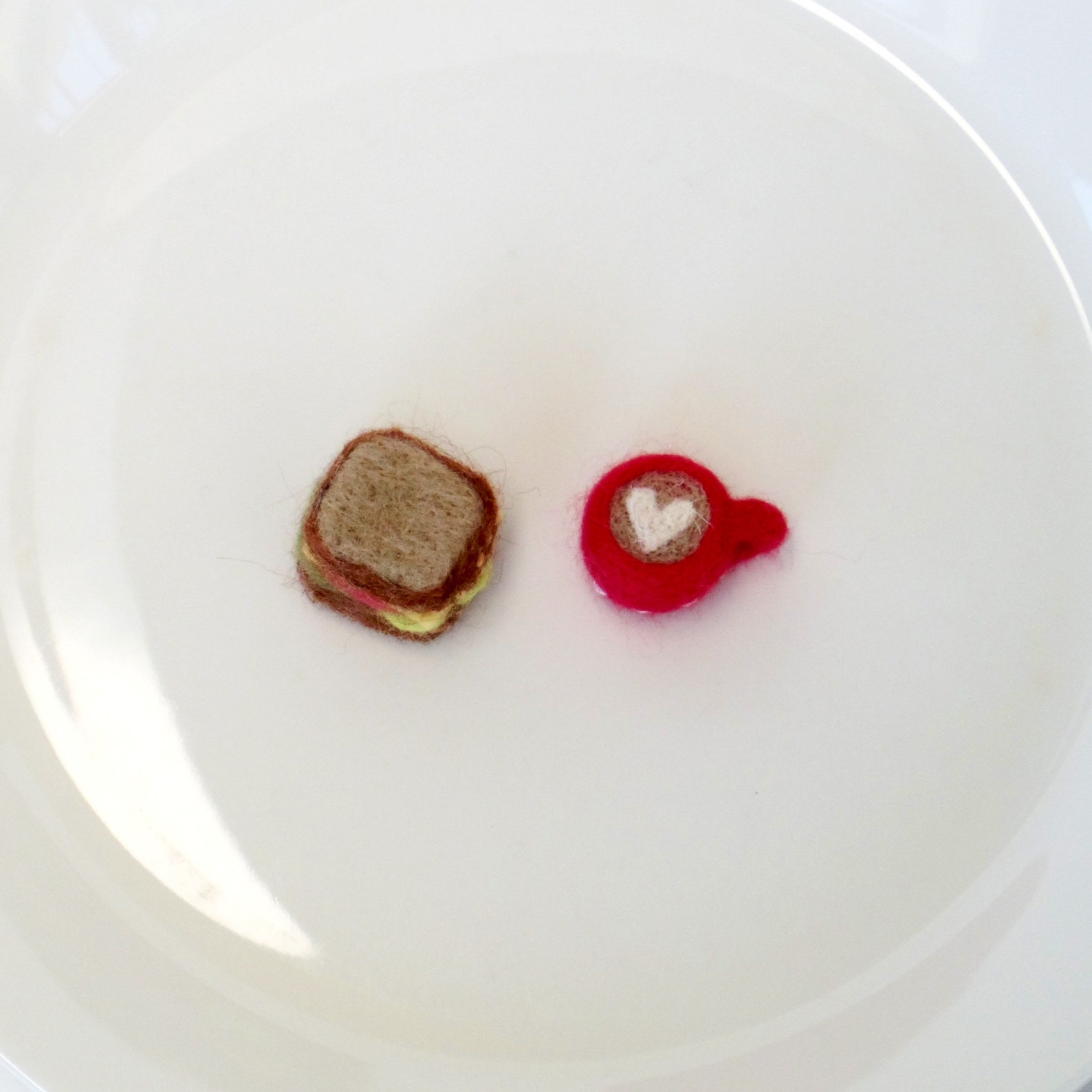 Miniature Felt Food Needle Felted Red Cup Latte and Sandwich - Etsy
