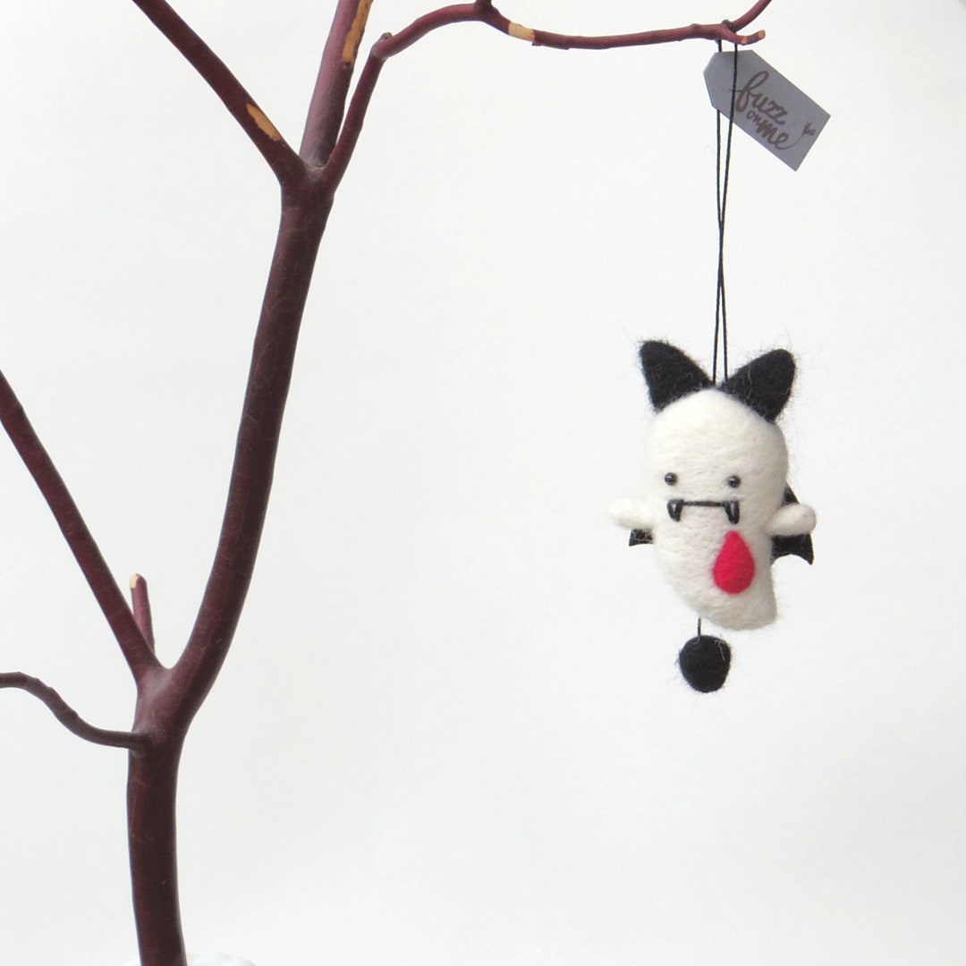 Halloween Mini Vampire Devil Ornament, Needle Felted Ghost, Kawaii Cute ...