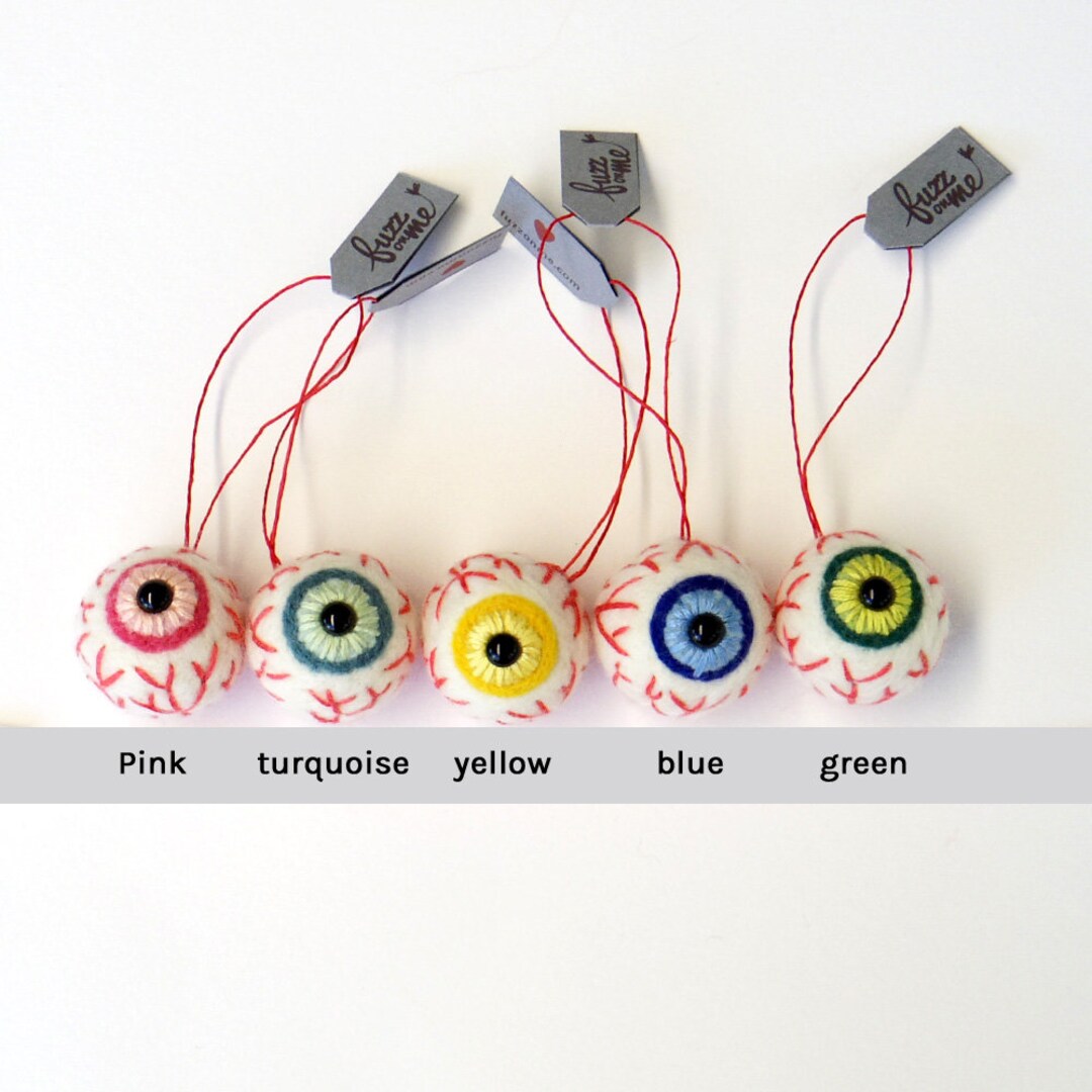 Needle Felted Eyeball Ornament 1.15": Halloween Goth Decor, Pick a ...
