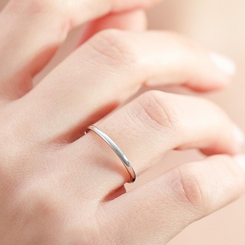 White Gold Simple Ring - Etsy