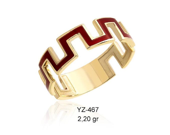 Handcrafted Wedding Greek Key Band With Enamel Detailing - Unique ...