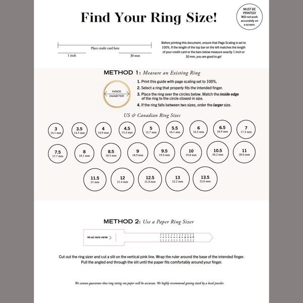 Ring Size in Inches - Etsy