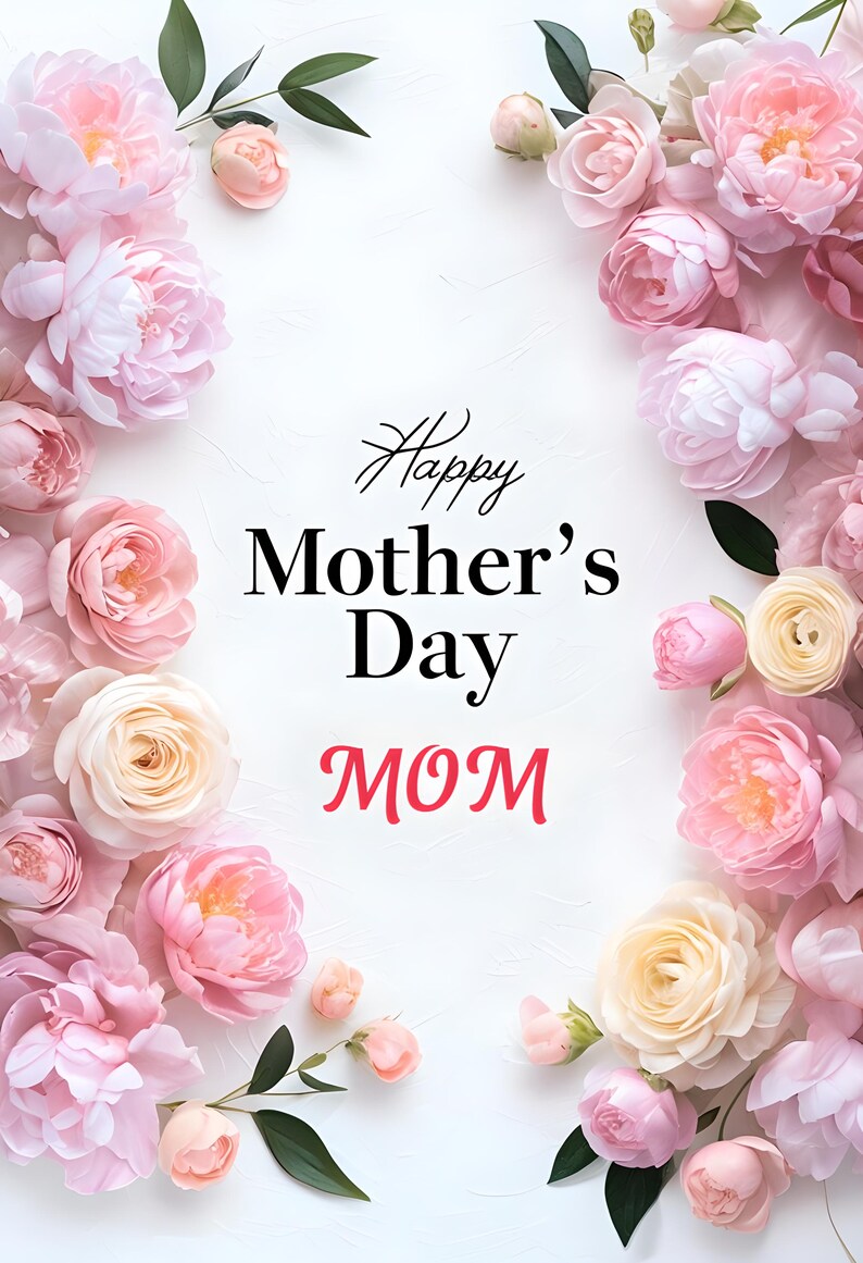 Printable Digital Mothers Day Greeting Card - Spring Floral Theme - Etsy