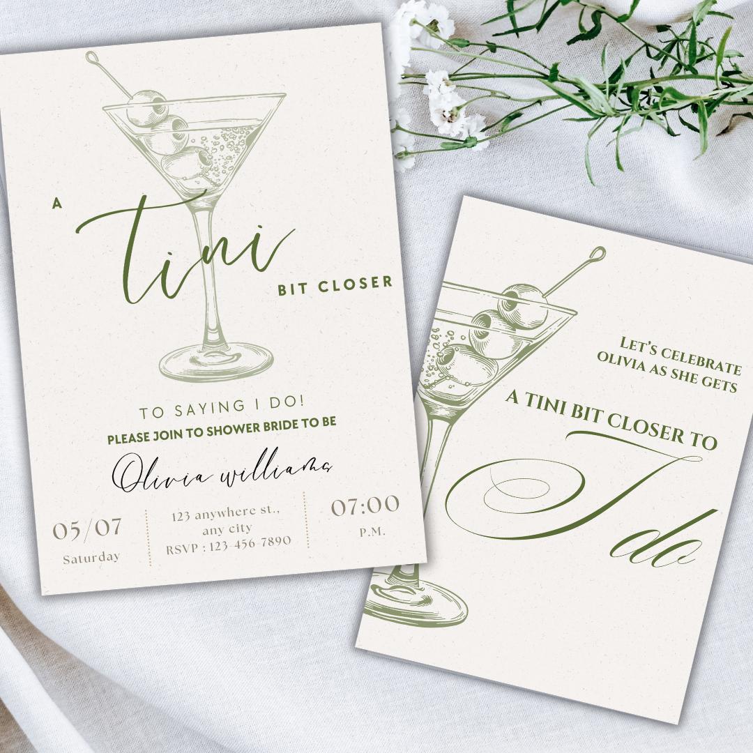 A Tini Bit Closer to Saying I Do Invitation – Martini Bridal Shower or ...