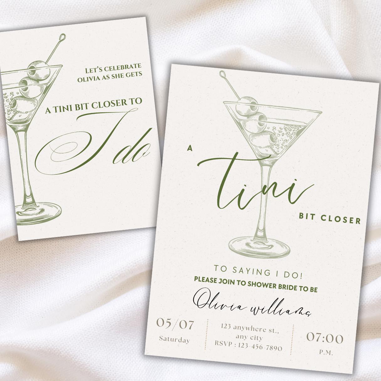 A Tini Bit Closer to Saying I Do Invitation – Martini Bridal Shower or ...