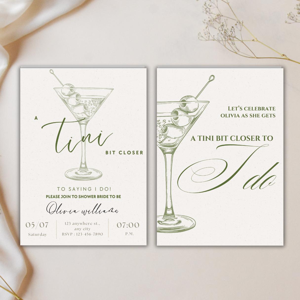 A Tini Bit Closer to Saying I Do Invitation – Martini Bridal Shower or ...