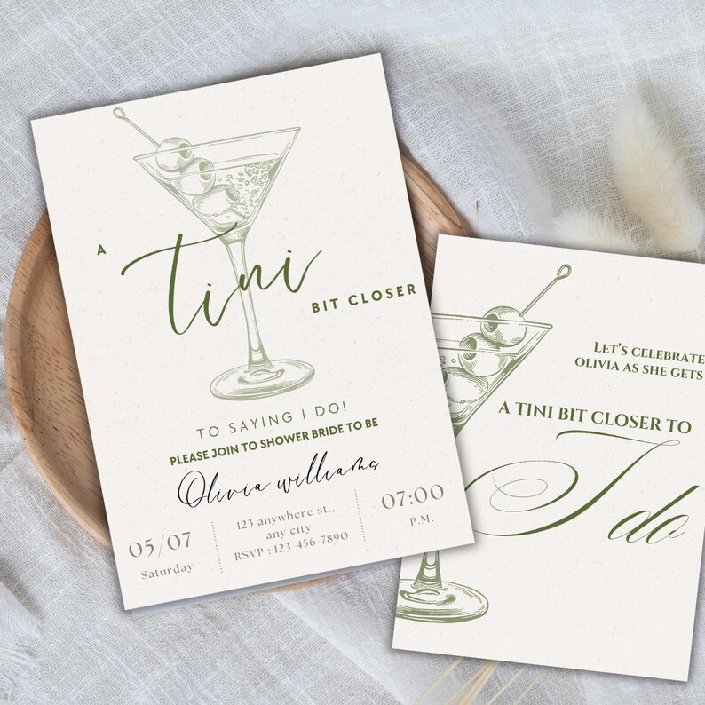 A Tini Bit Closer to Saying I Do Invitation – Martini Bridal Shower or ...