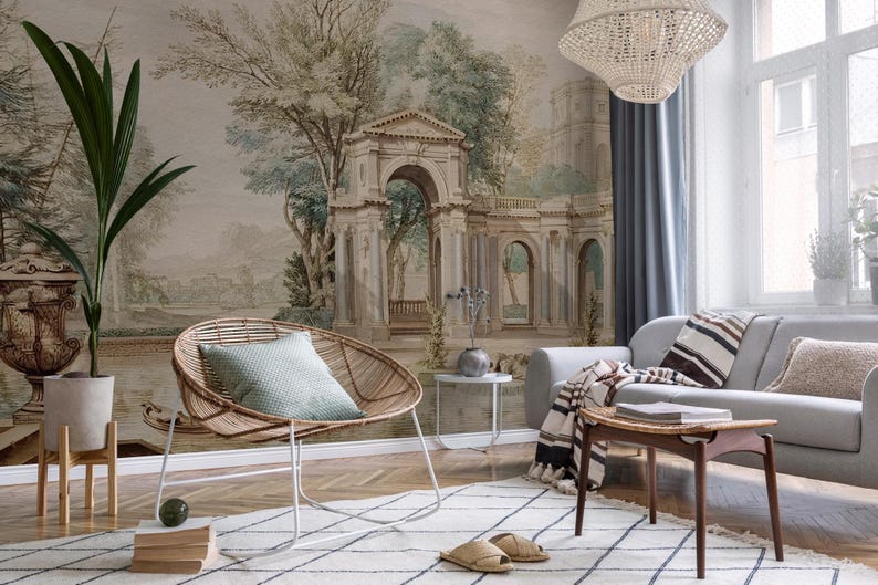 Victorian Landscape Wallpaper: Scenic 18th Century Wall Mural, Peel and ...