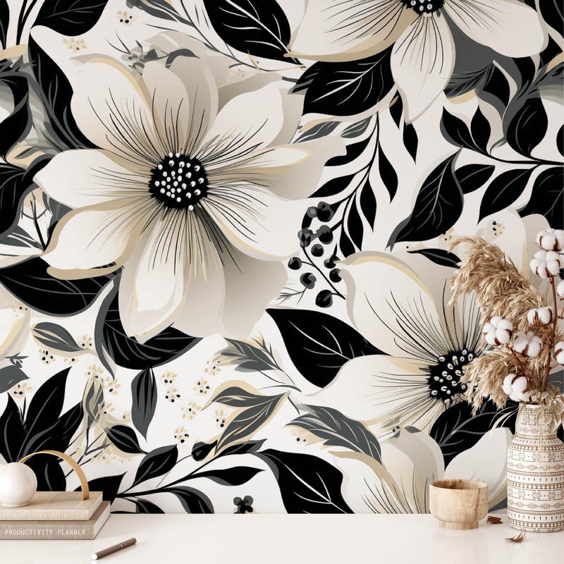 Large Floral Wallpaper - Etsy