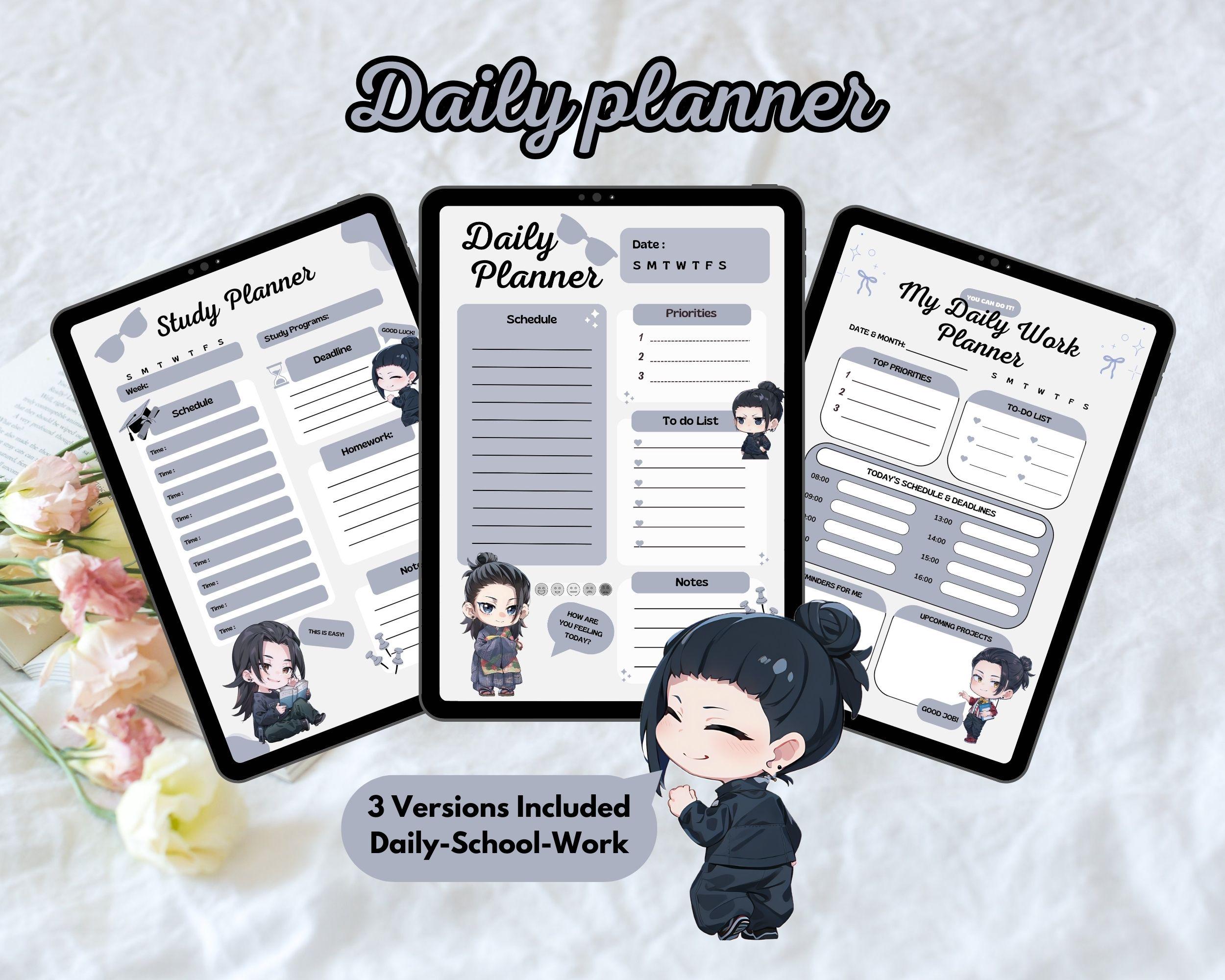 Anime Daily Planner work School Study Instant Download Printable ...