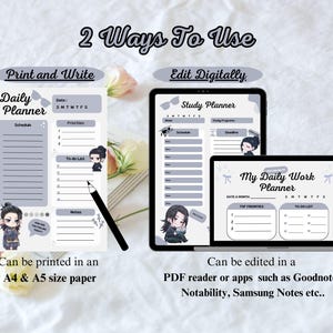 Anime Daily Planner |work School Study | Instant Download | Printable ...