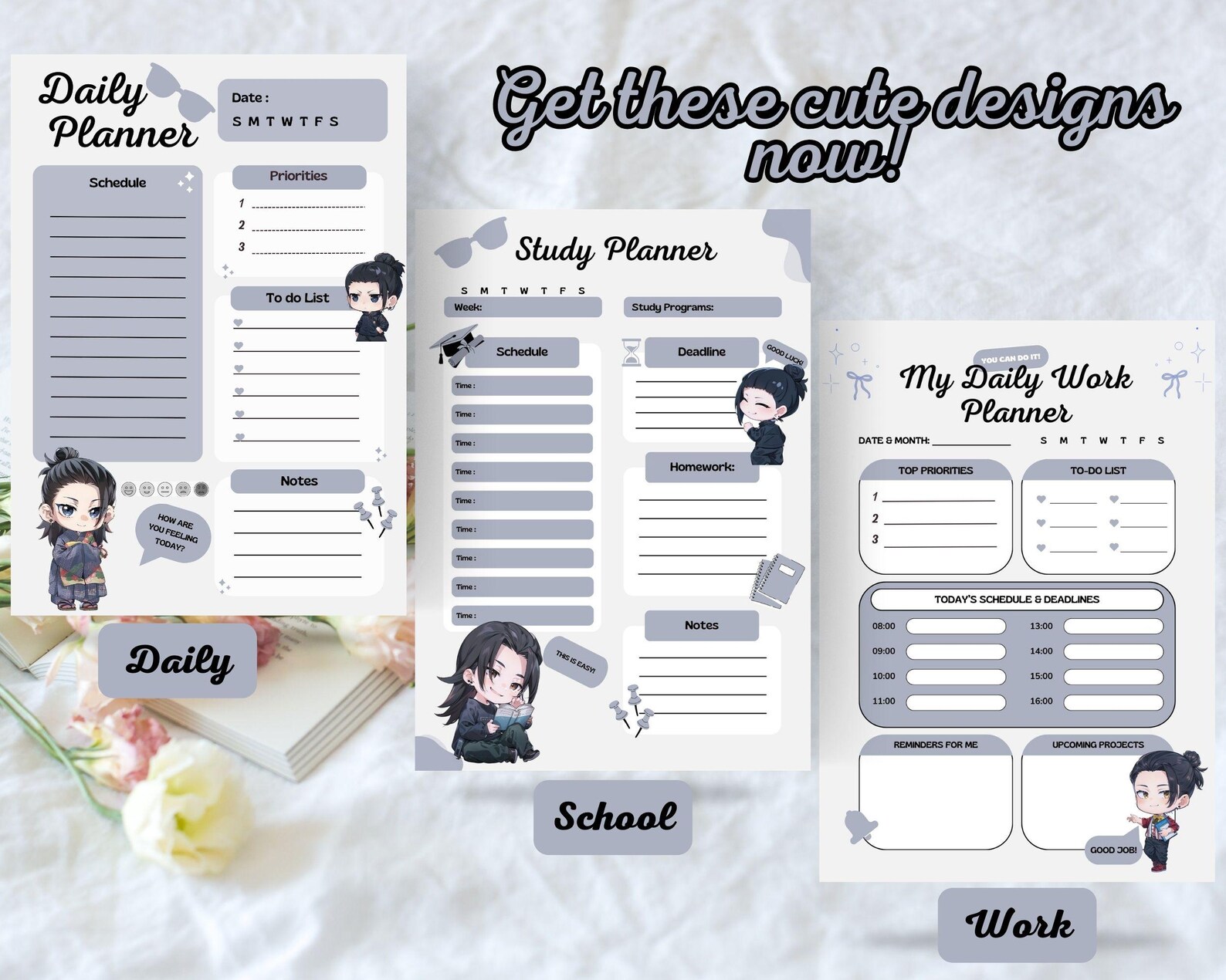 Anime Daily Planner work School Study Instant Download Printable ...